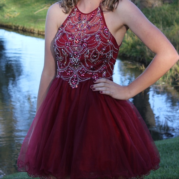 PromGirl | Dresses | Prom Girl Dancing Queen Wine Colored Mini Dress ...